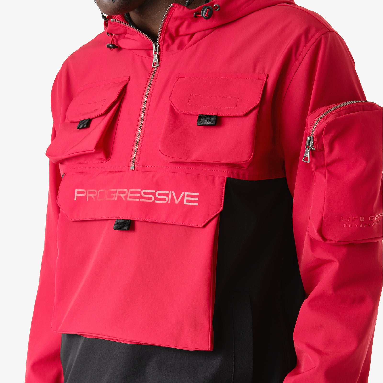 J05. RED PULLOVER WINDBREAKER – LIFE CODE