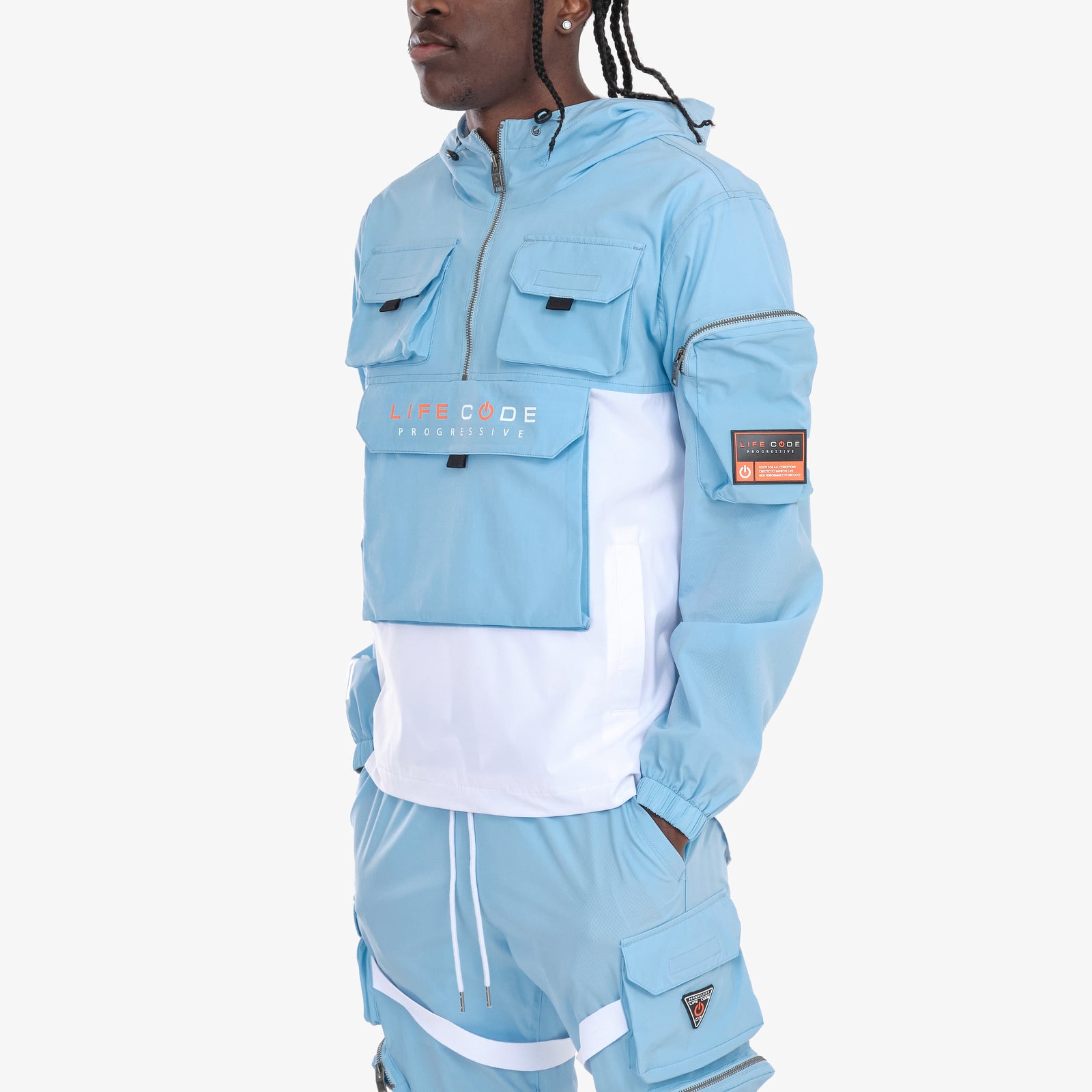 J03. LIGHT BLUE PULLOVER WINDBREAKER – LIFE CODE
