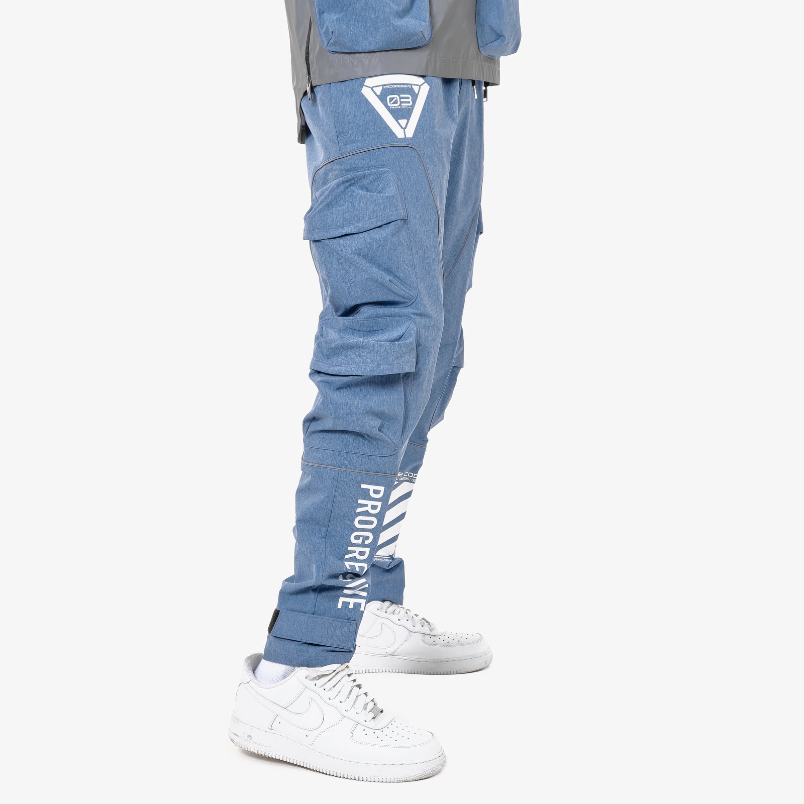 P20. HEATHER BLUE CARGO PANTS – LIFE CODE